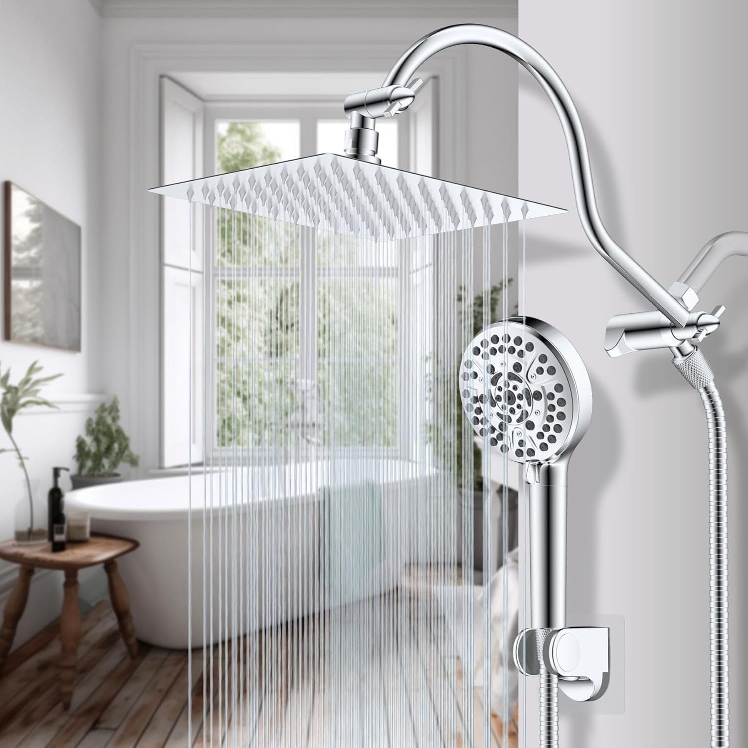 All Metal CUPC Certified Shower Head, 8'' High Pressure Rainfall Shower Head, Handheld ...