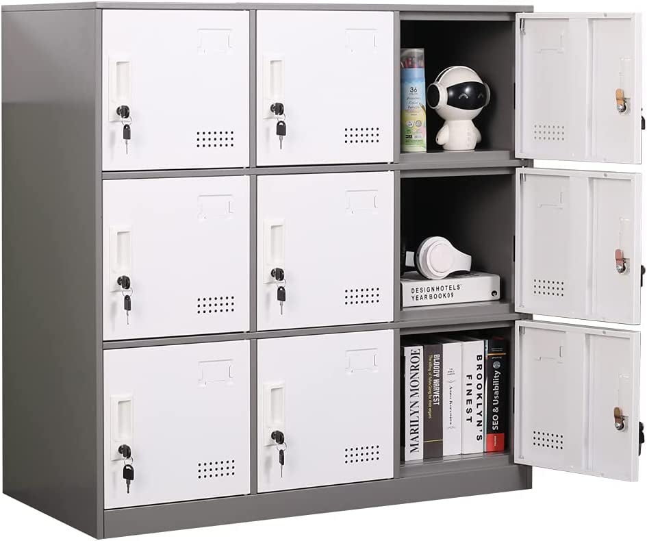 Metal Cabinet, 47" H Home Office Storage Lockers, Vertical Steel ...