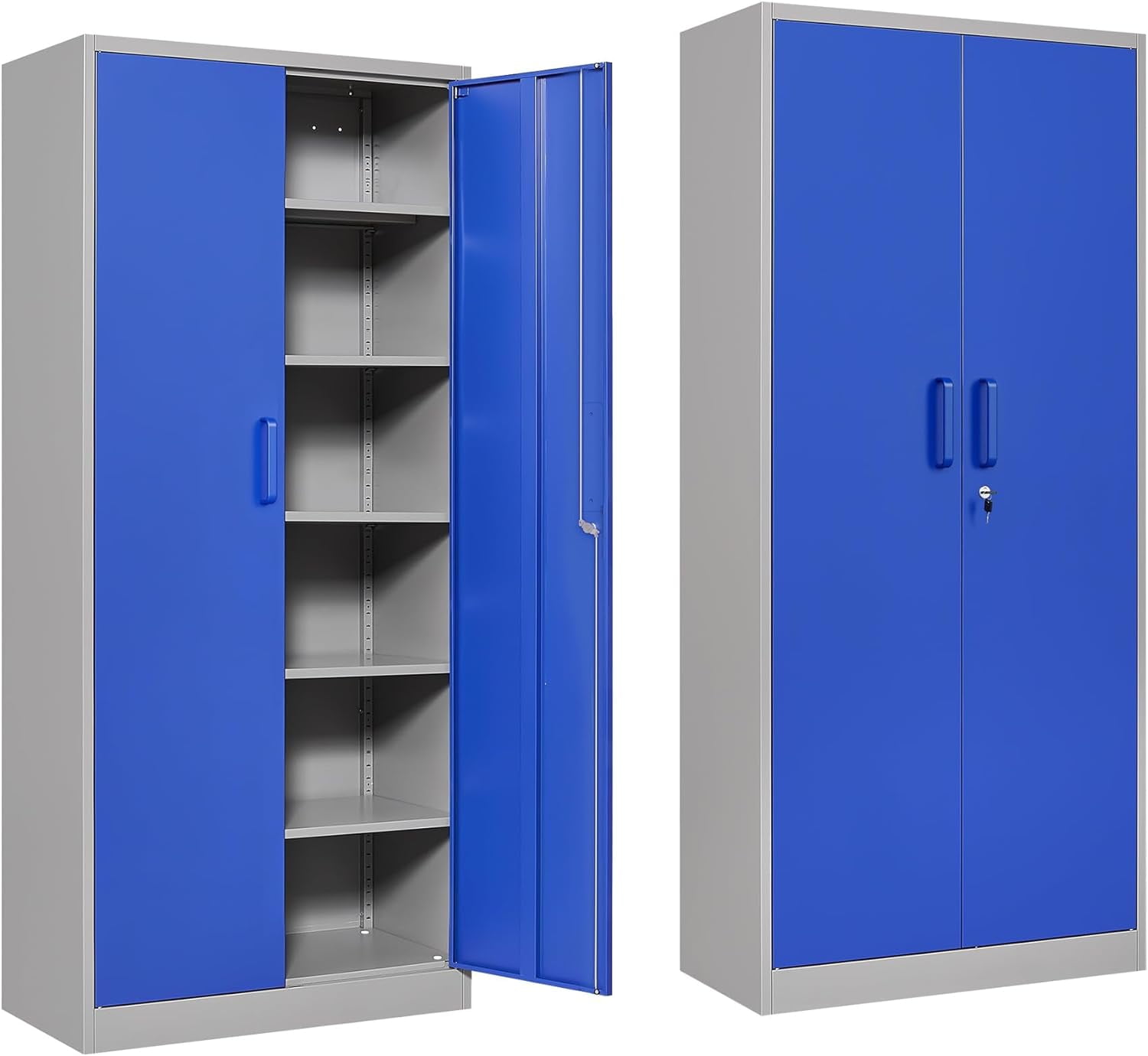 Metal Cabinet with 5 Adjustable Shelves,Garage Storage Cabinet with ...