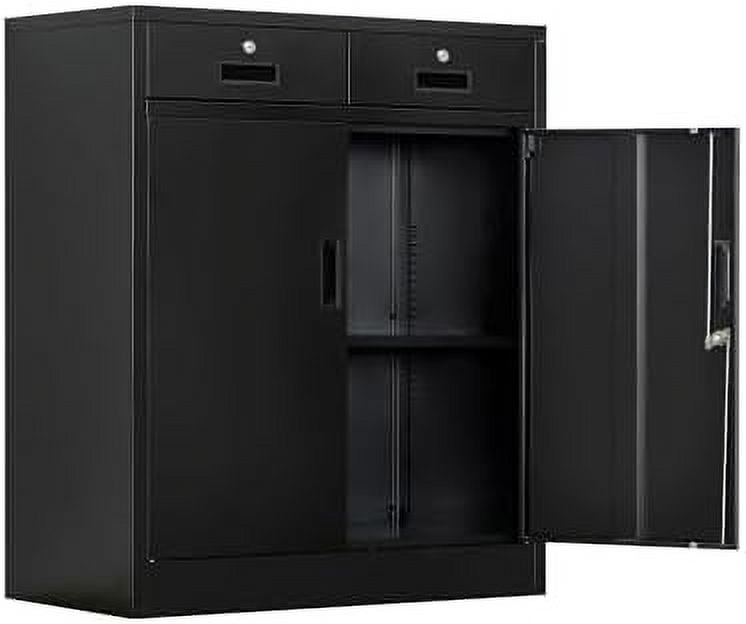 Metal Cabinet，71" Garage Cabinet with 2 Locking Drawer and 4 Adjustable ...