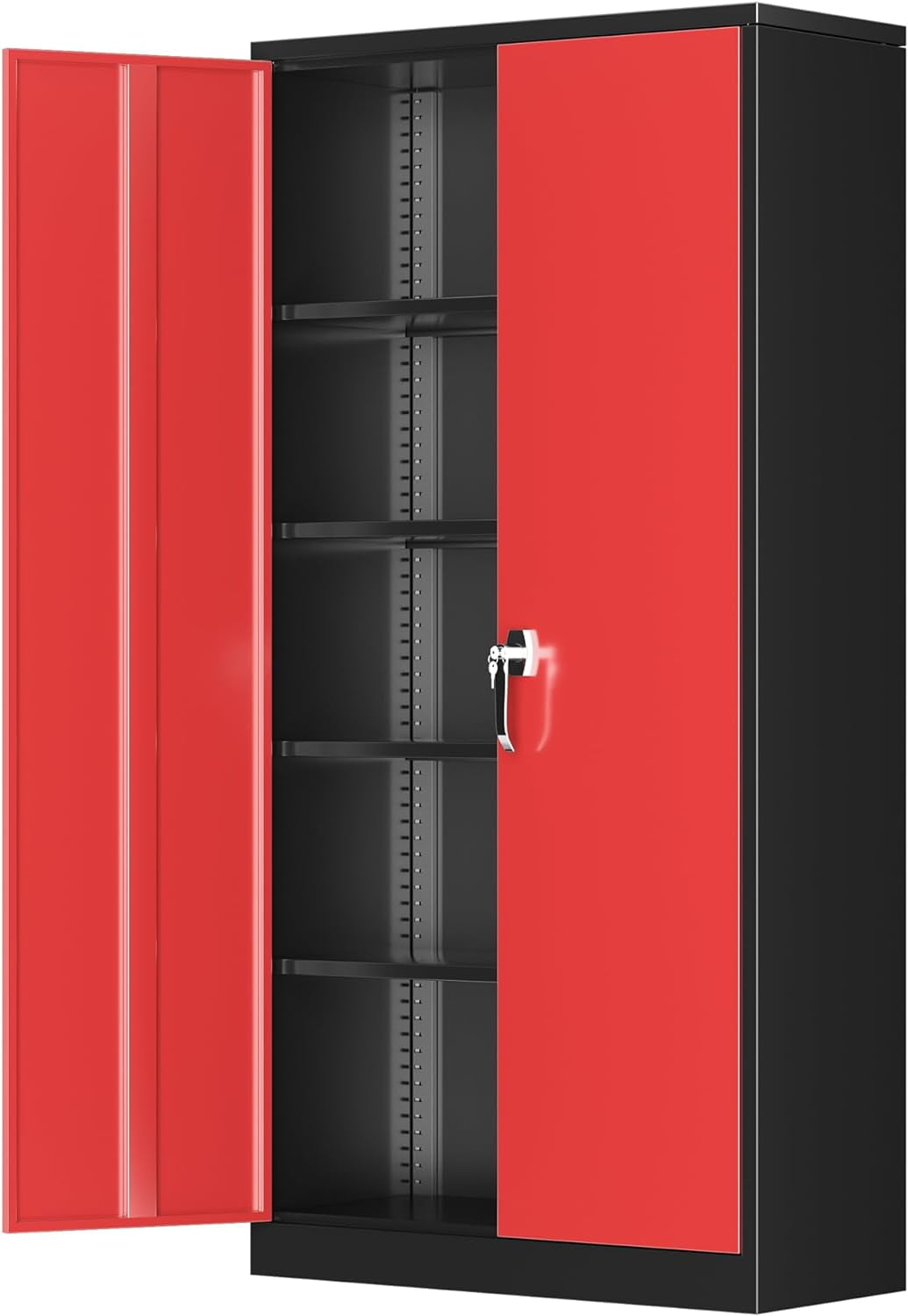 Metal Cabinet 72\u201D Black Tool Steel Locking Cabinet with Doors and ...