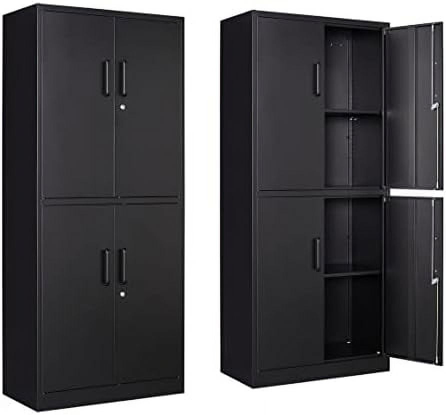 Metal Cabinet with Lock - 72" Garage Cabinet with 2 Locking Doors and 4 ...