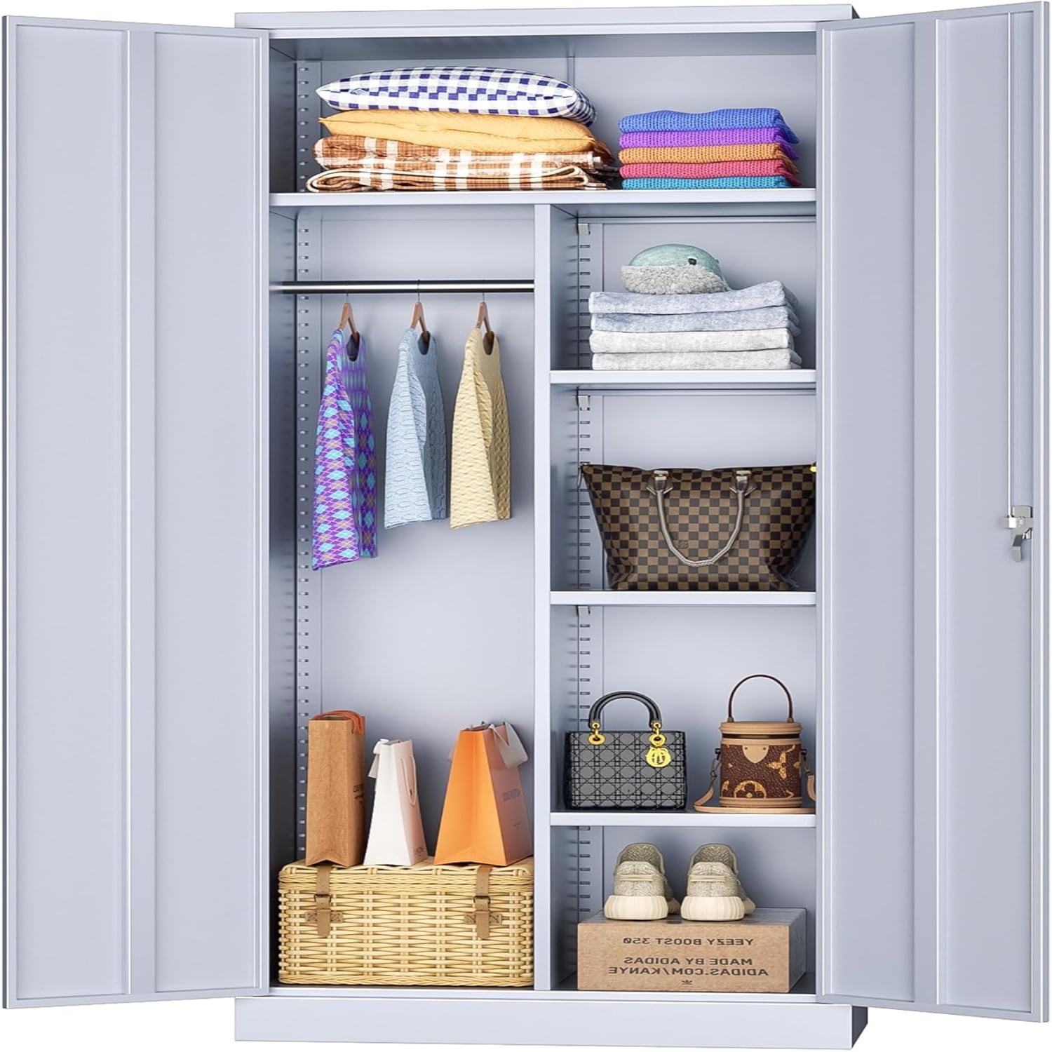 Metal Cabinet with Locking Doors and Shelves Office File Cabinet with ...