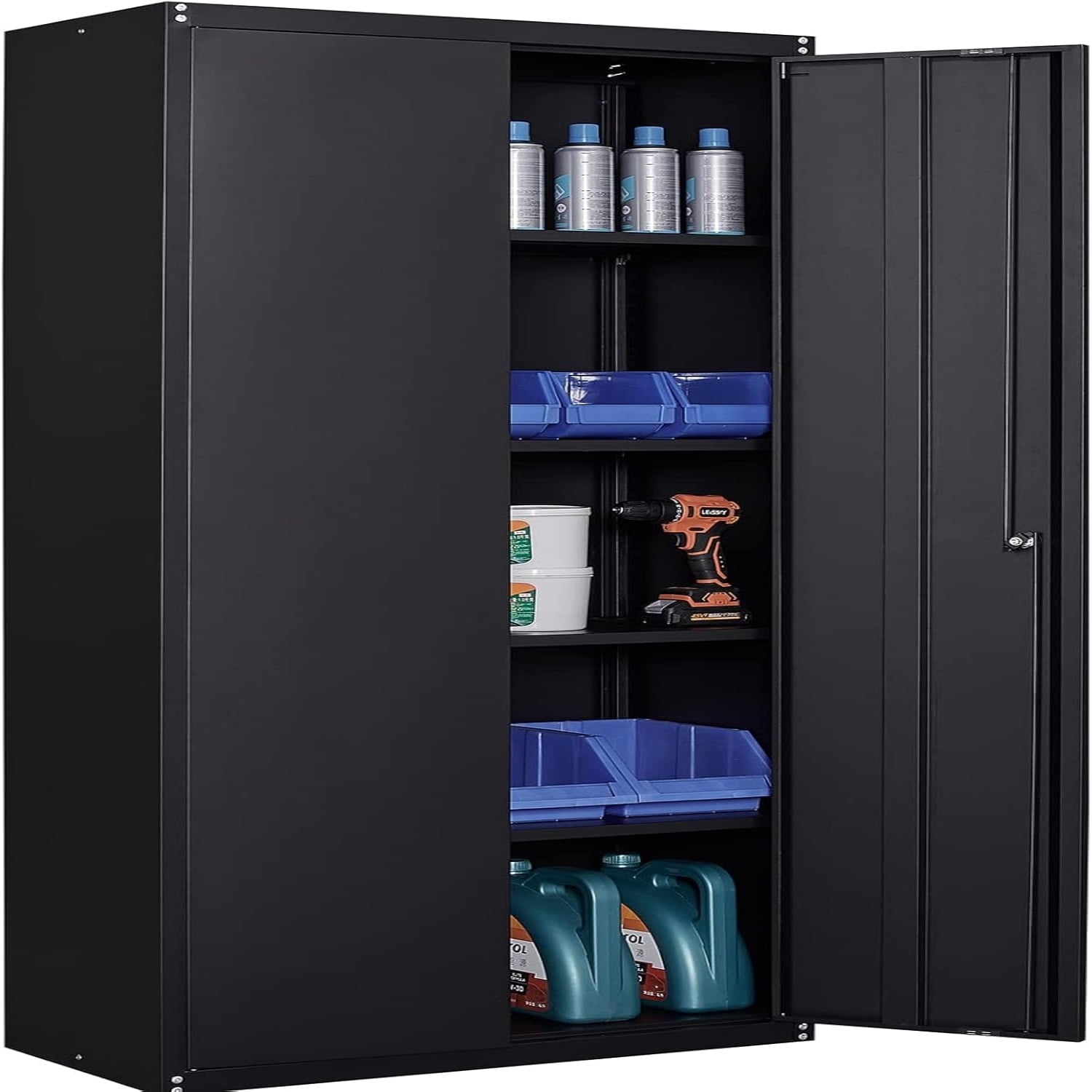 Metal Cabinet Locking Metal Cabinet Garage Steel Locker Cabinets with 2 ...