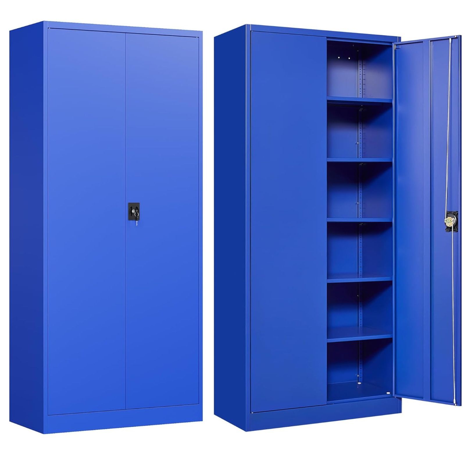 Metal Cabinet with Shelves,Garage Storage Cabinet with Lock,Blue Metal ...