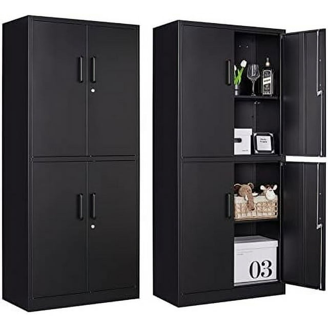 Metal Cabinets with Locking Doors&2 Adjustable Shelves Lockable Steel ...