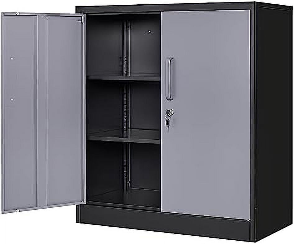 Metal Cabinets with Locking Doors&2 Adjustable Shelves Lockable Steel ...