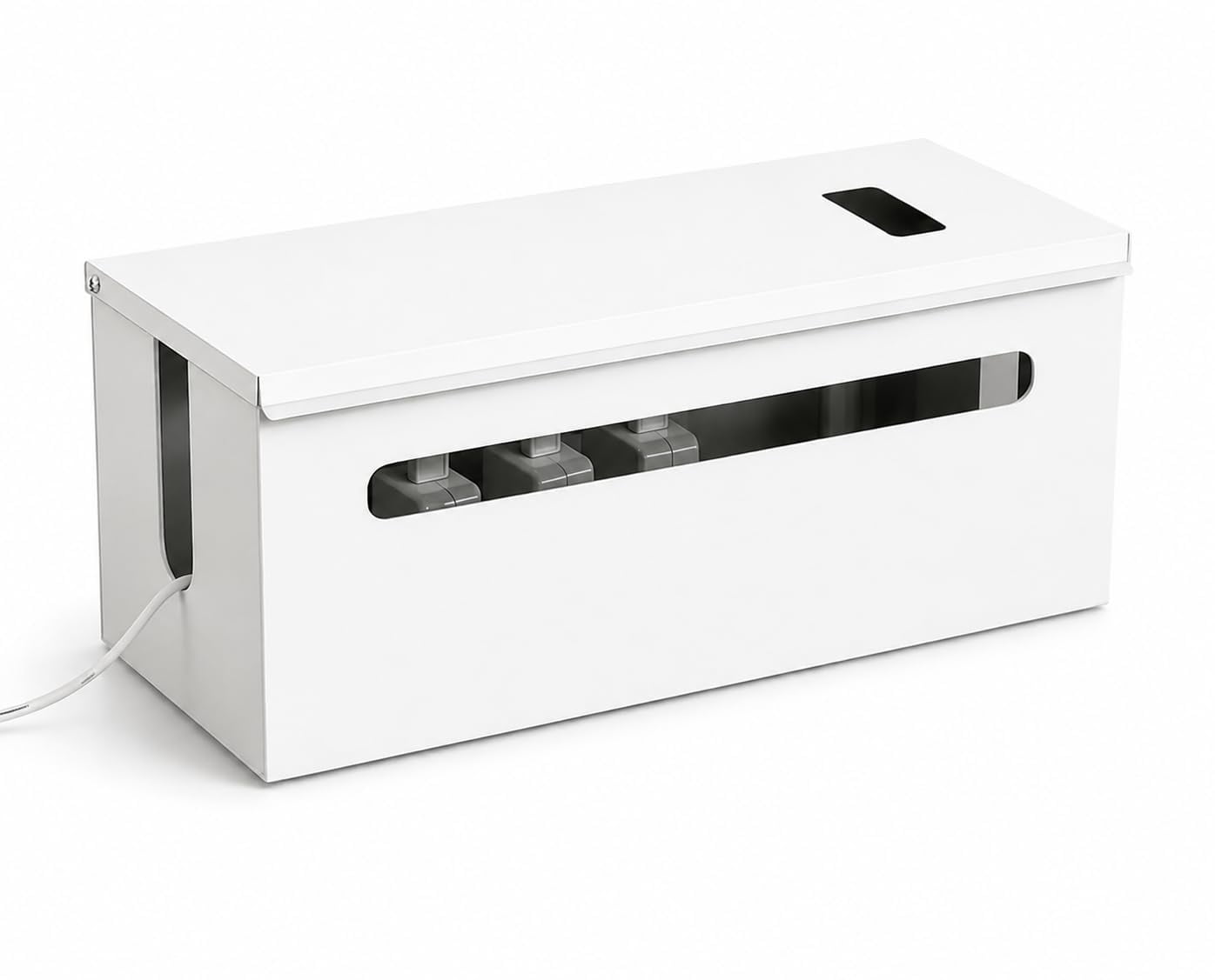 Metal Cable Management Box White Large Home Office Cord Storage ...