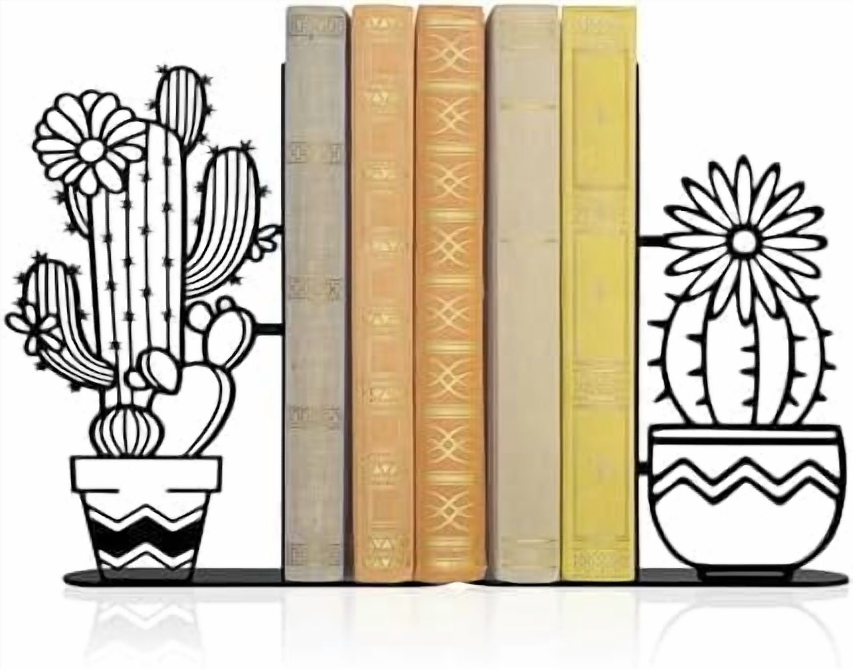 Metal Cactus Planter Book Ends, Dual Wave Pot Design Unique Cute ...