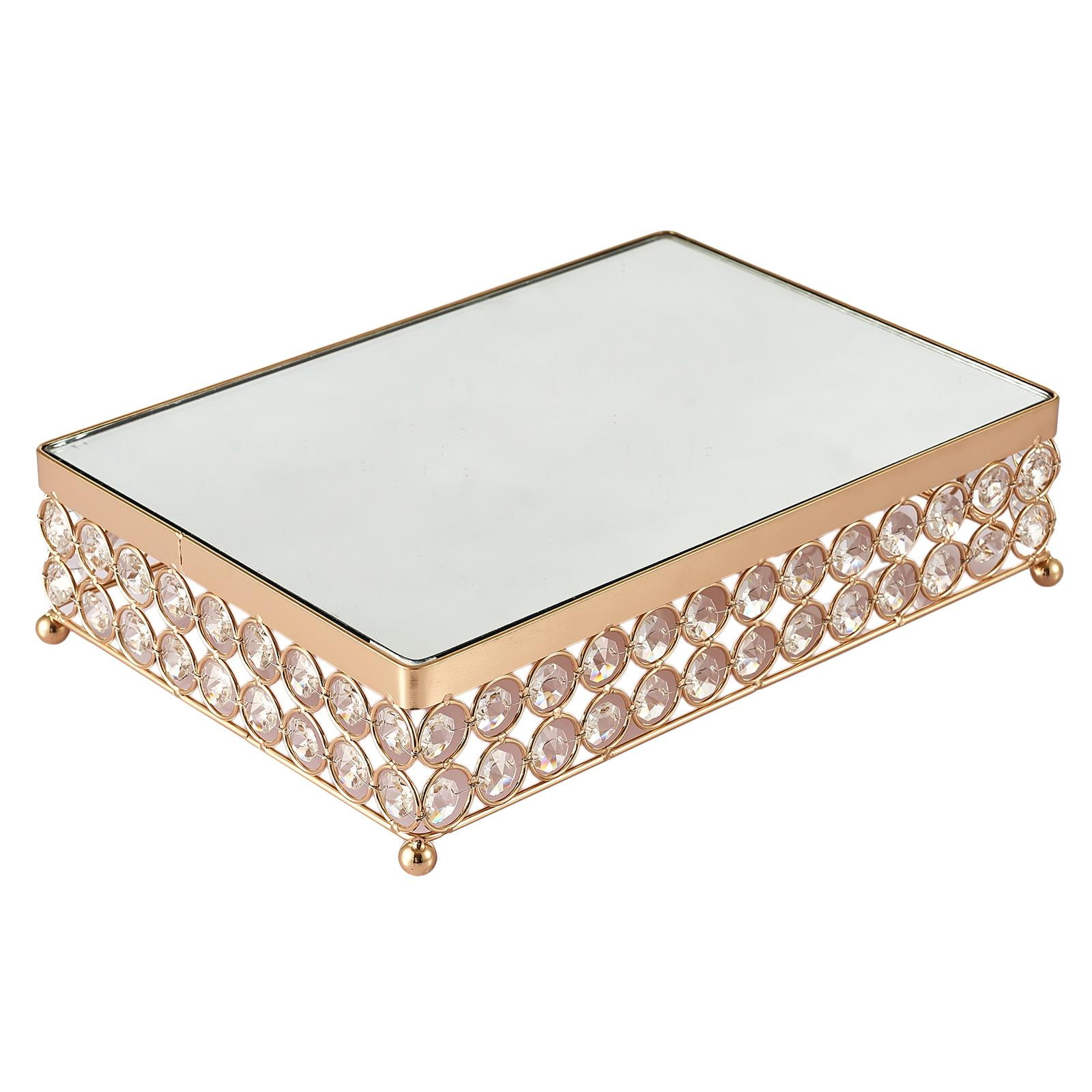 Elegant Metal & Crystal Bead Cake Stand, Rectangle Dessert for Wedding ...