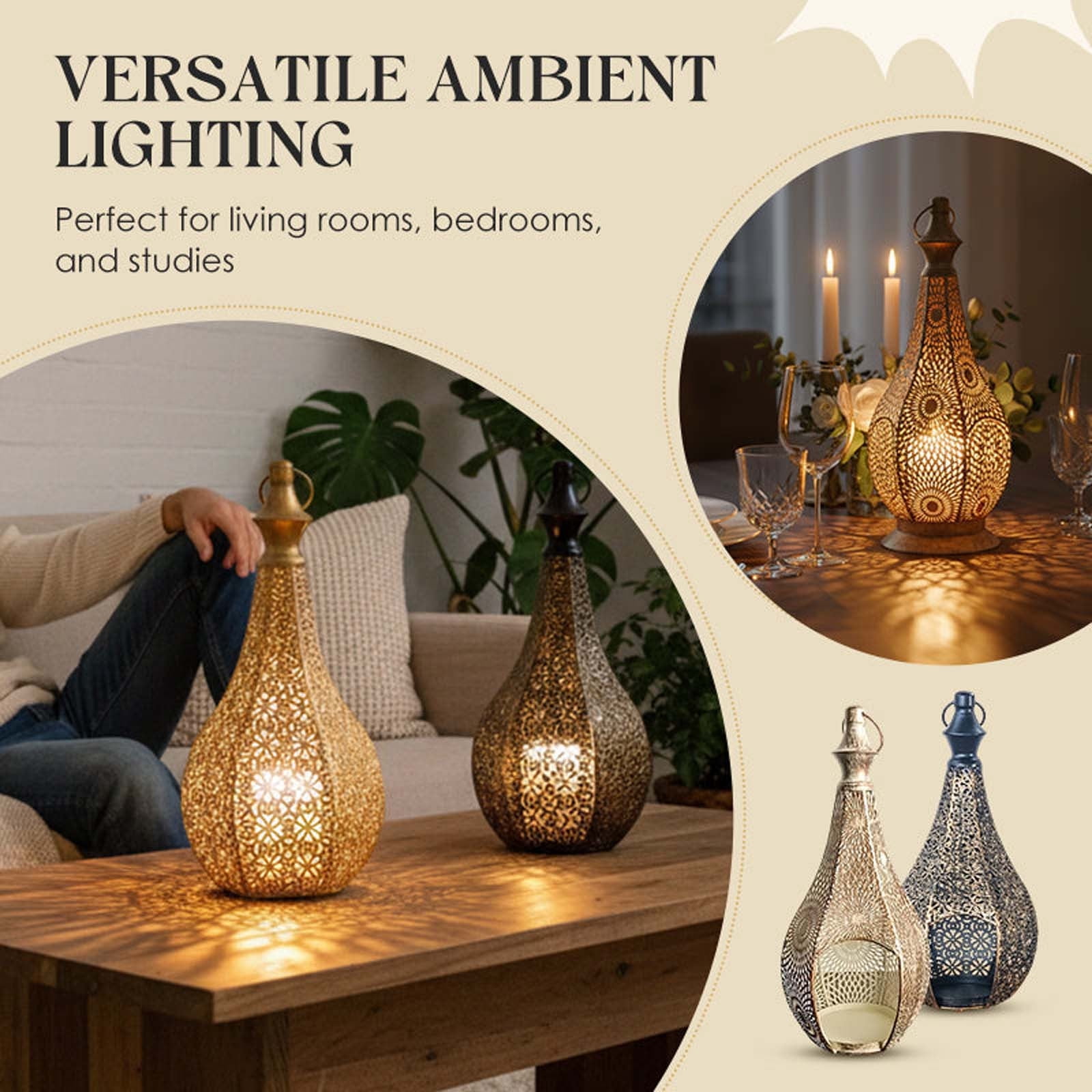 Metal Candle Holder 1PC， Hollow-Out Ornament Intricate Pattern Casts ...