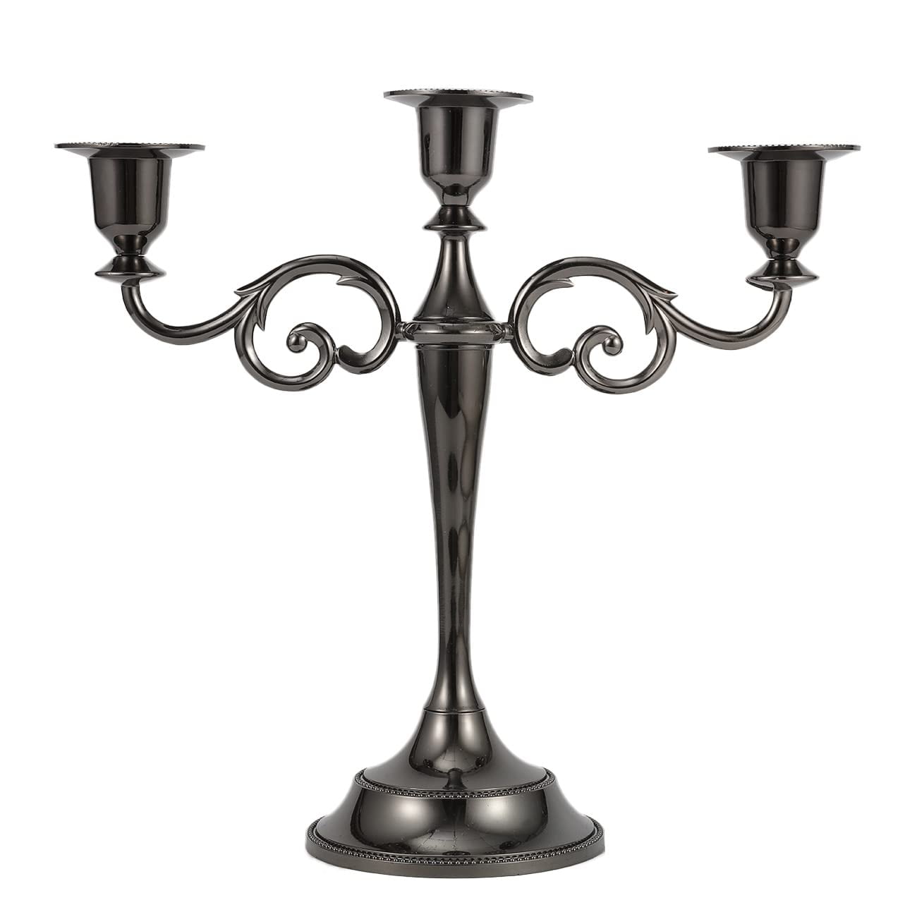 Metal Candle Holder 3-arms Candle Stand Antique Pillar Candelabra ...