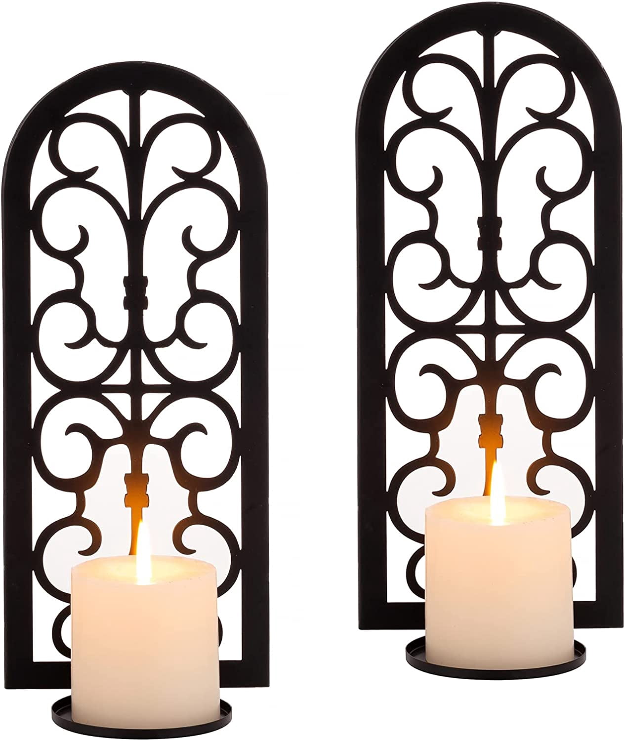 Metal Candle Sconces Hanging Wall Candle Holders Set of 2 - Black ...