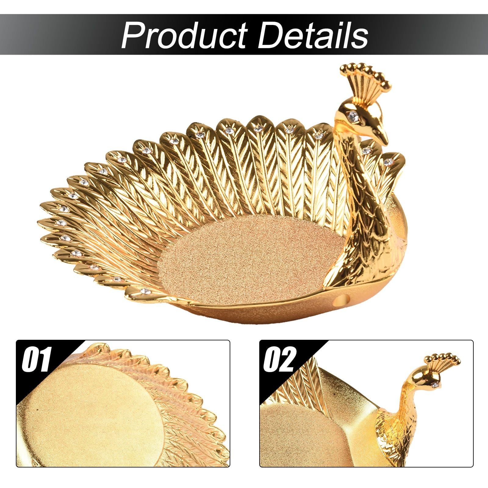 Metal Candy Dish Peacock Shape Fruits Serving Tray Storage Bowl Party ...
