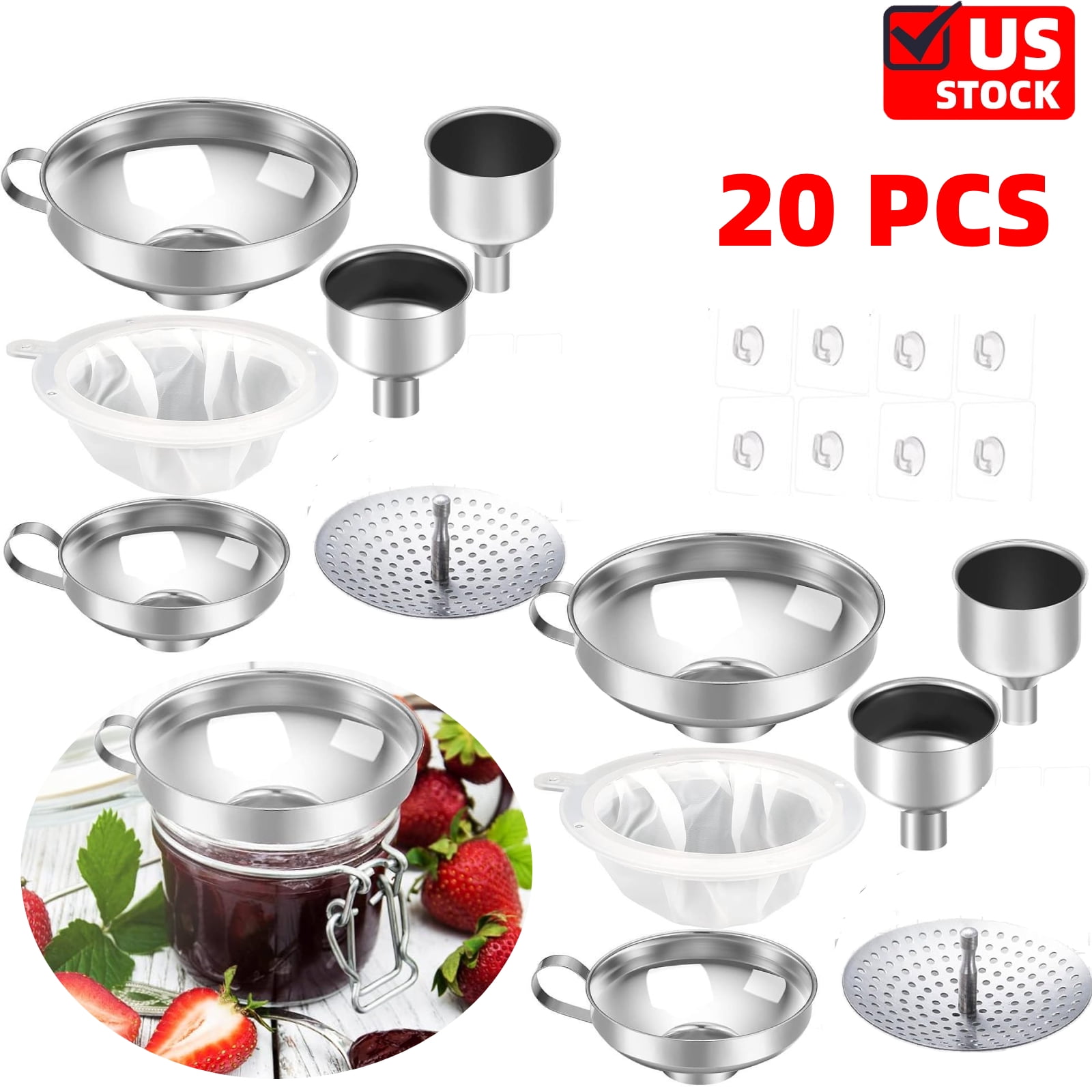Metal Canning Funnels Set (20 Pcs) Wide Mouth Mason Jar Funnels for ...