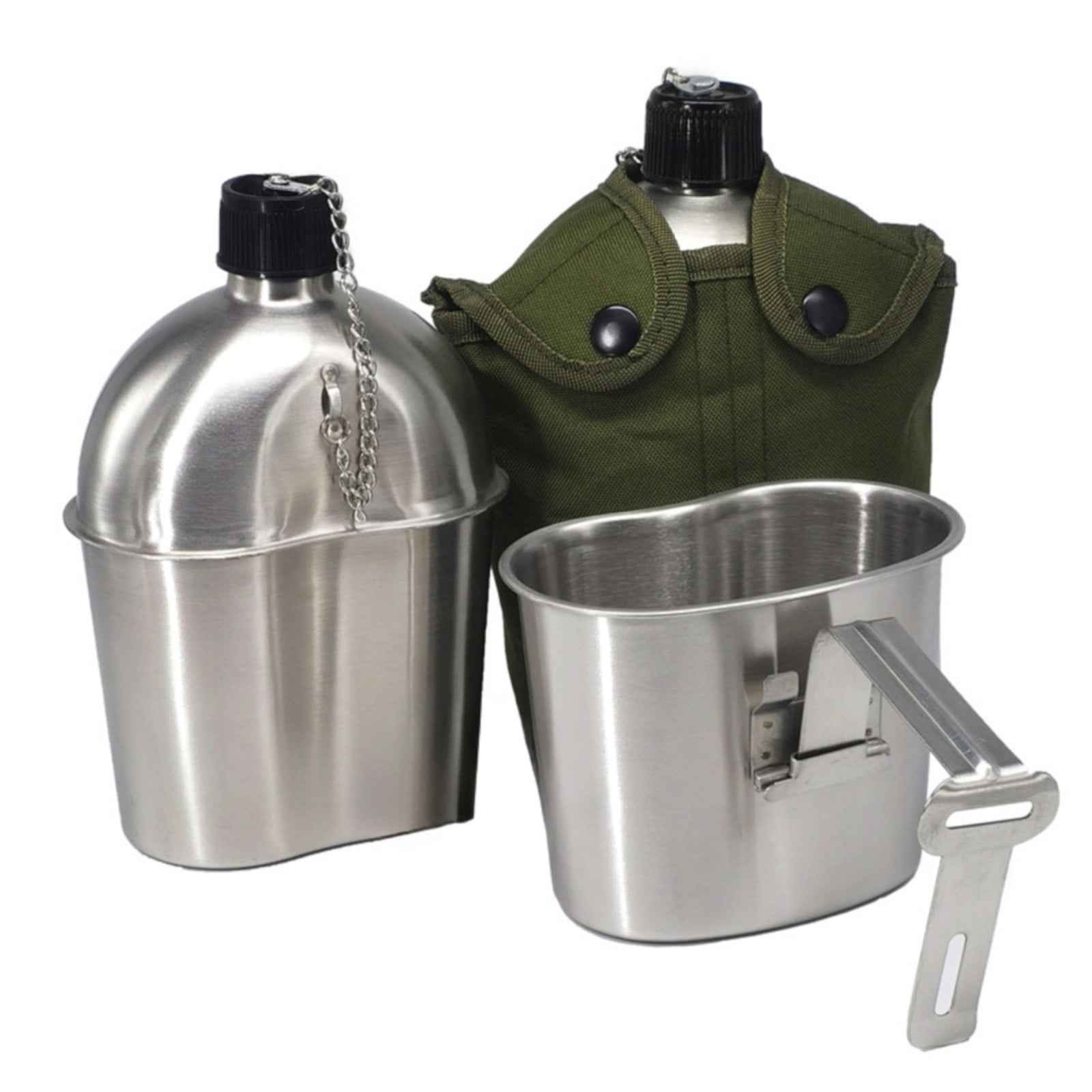 Metal Canteen, Dienrx Stainless Canteen Portable Water Bottle with Cup ...