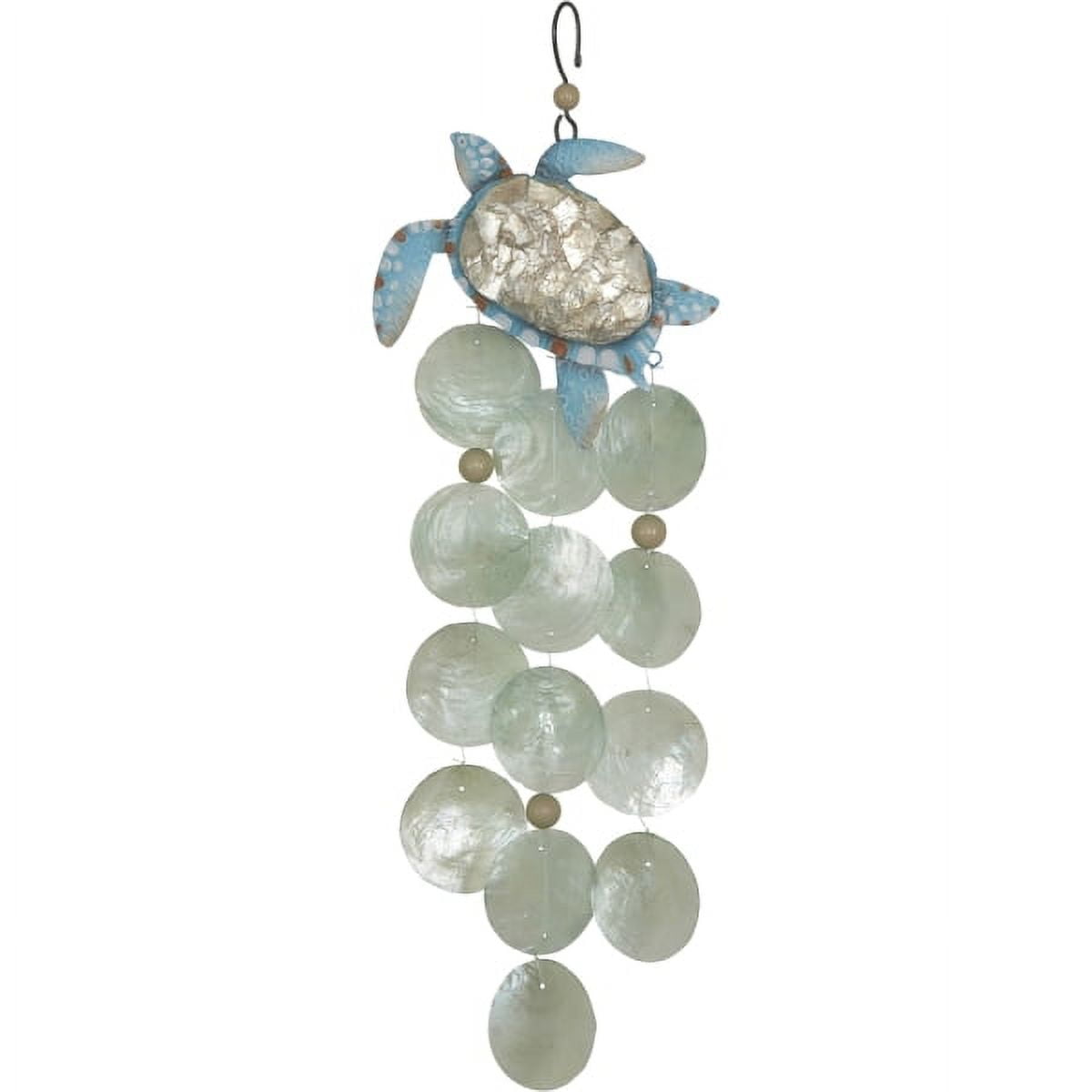 Metal & Capiz Art Embellished Turtle Wind Chime Garden Outdoor Decor ...