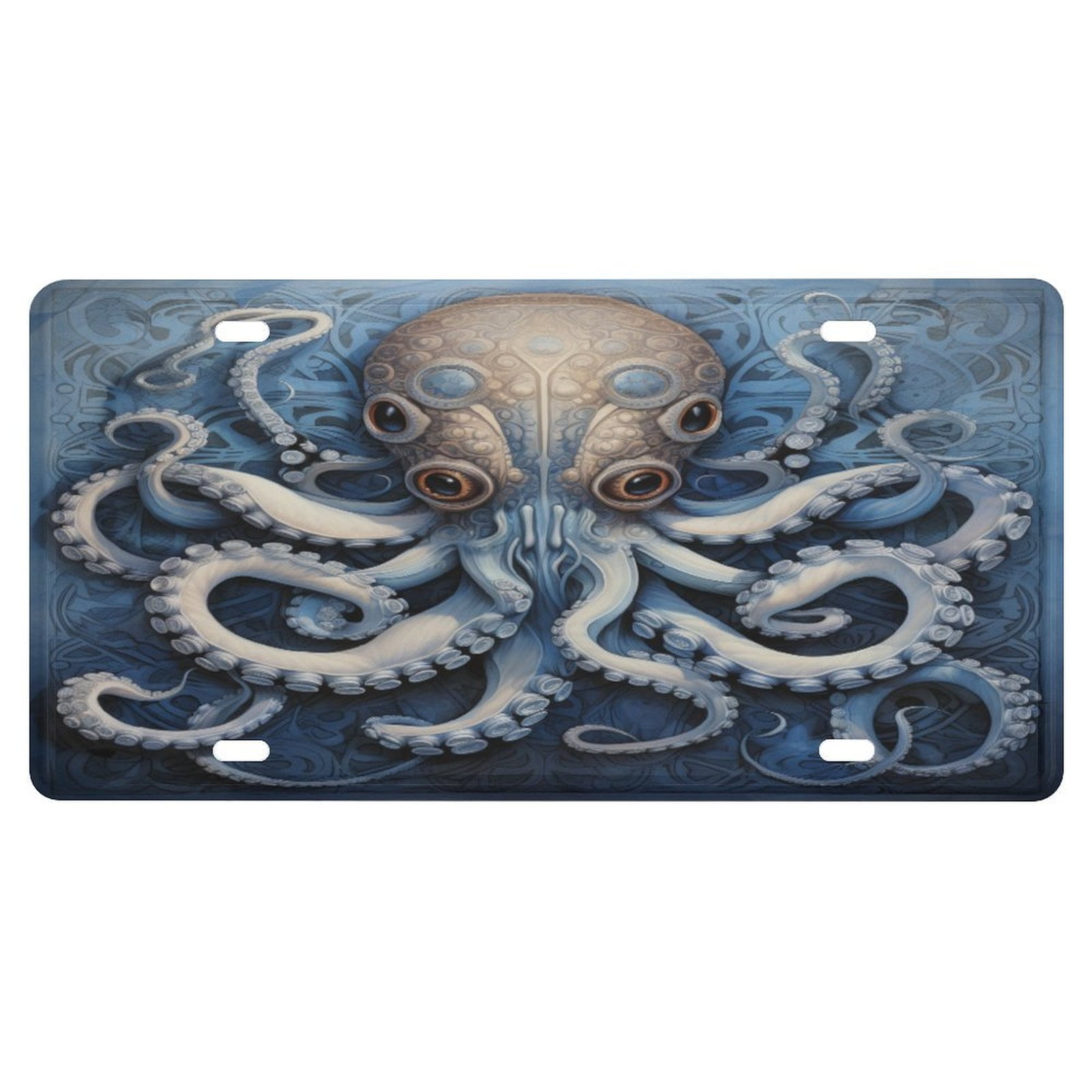 Metal Car Plate Blue Octopus for Your Golf Cart Nautical Coastal Beach ...