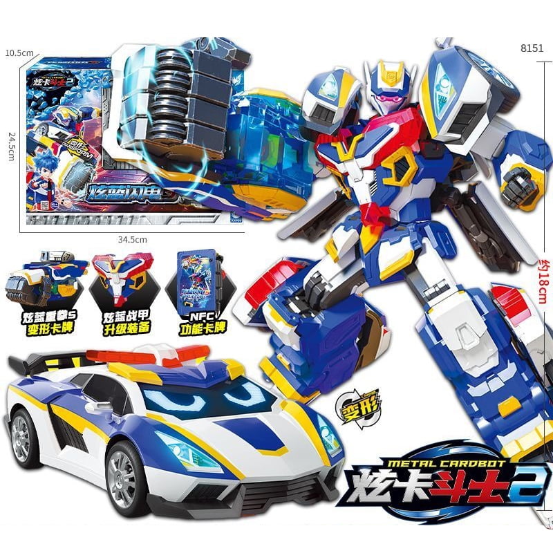 Metal Cardbot S BLUE COP TRINITY Transforming Robot SUV Car Card Truck ...