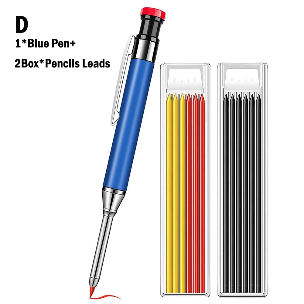 Metal Carpenter Pencil With Refill Leads Built-in Sharpener for Deep ...
