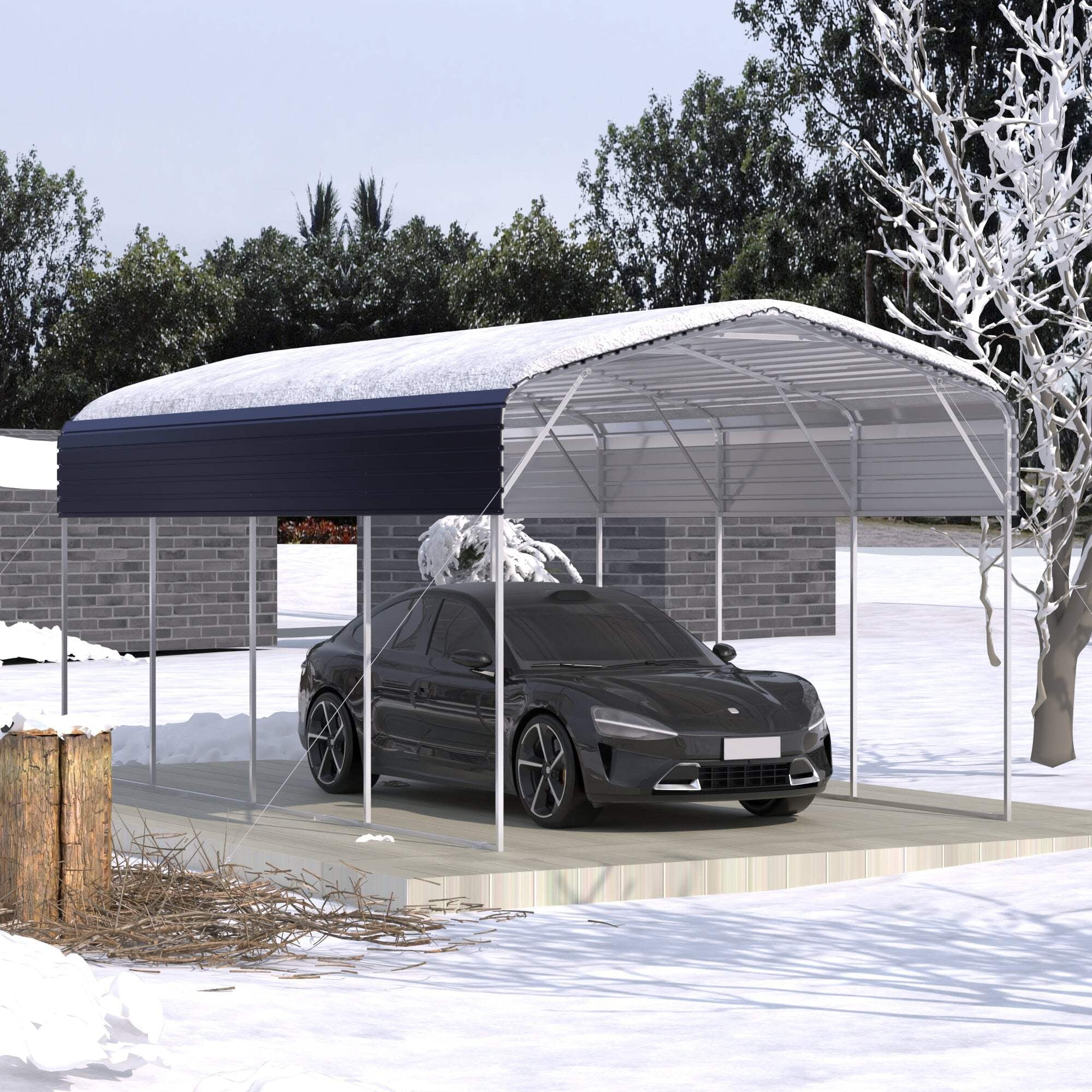 Metal Carport 11x19 FT Heavy Duty with Galvanized Steel Roof - Walmart.com
