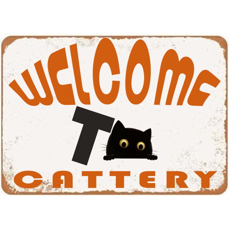 Metal Cat Sign Retro Decor Home Kitchen Bar Cafe Club Cave Wall Decor ...