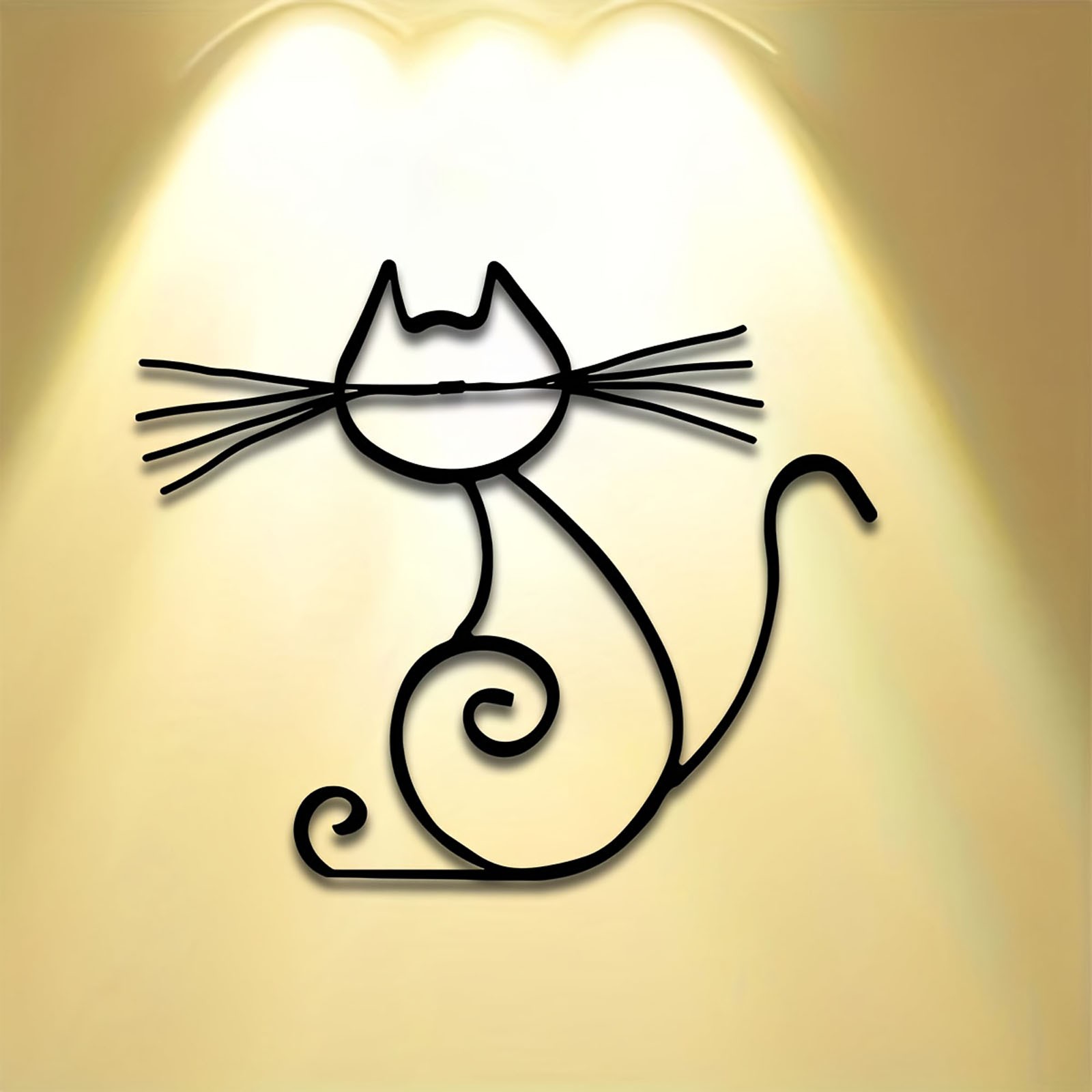 Metal Cat Wall Art - Wrought Iron Feline Decor for Living Room/Bedroom ...
