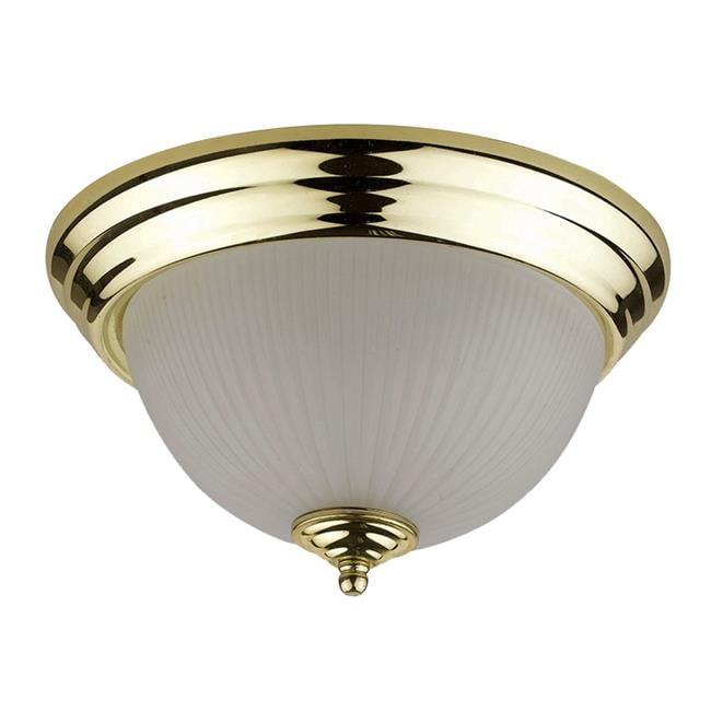 Metal Ceiling Lamp with Dome Shaped Shade & Finial Top, Clear & Gold ...