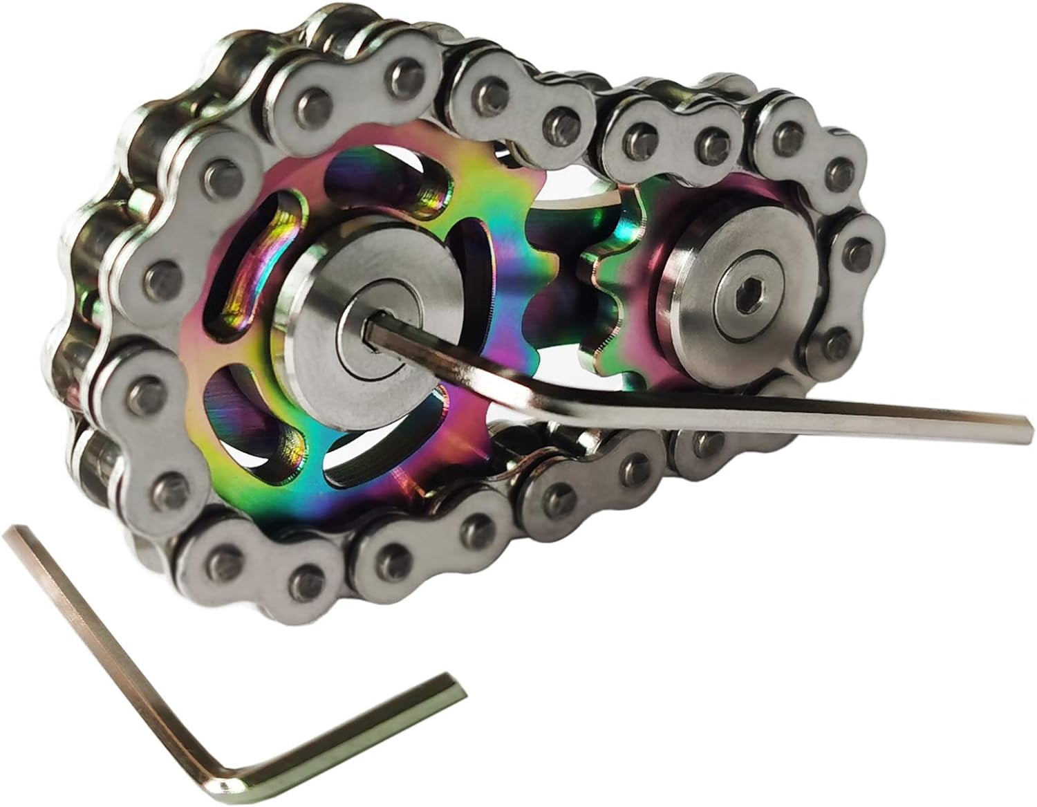Metal Chain Gear Fidget Spinner - Rainbow Portable Stress Relief and ...