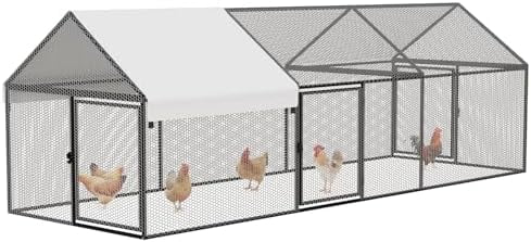 Metal Chicken Coop 118"×40"×40" Chicken Run with Waterproof Cover ...
