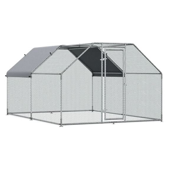 Metal Chicken Coop 12 Walk-In Cage with Cover Lockable Door for ...
