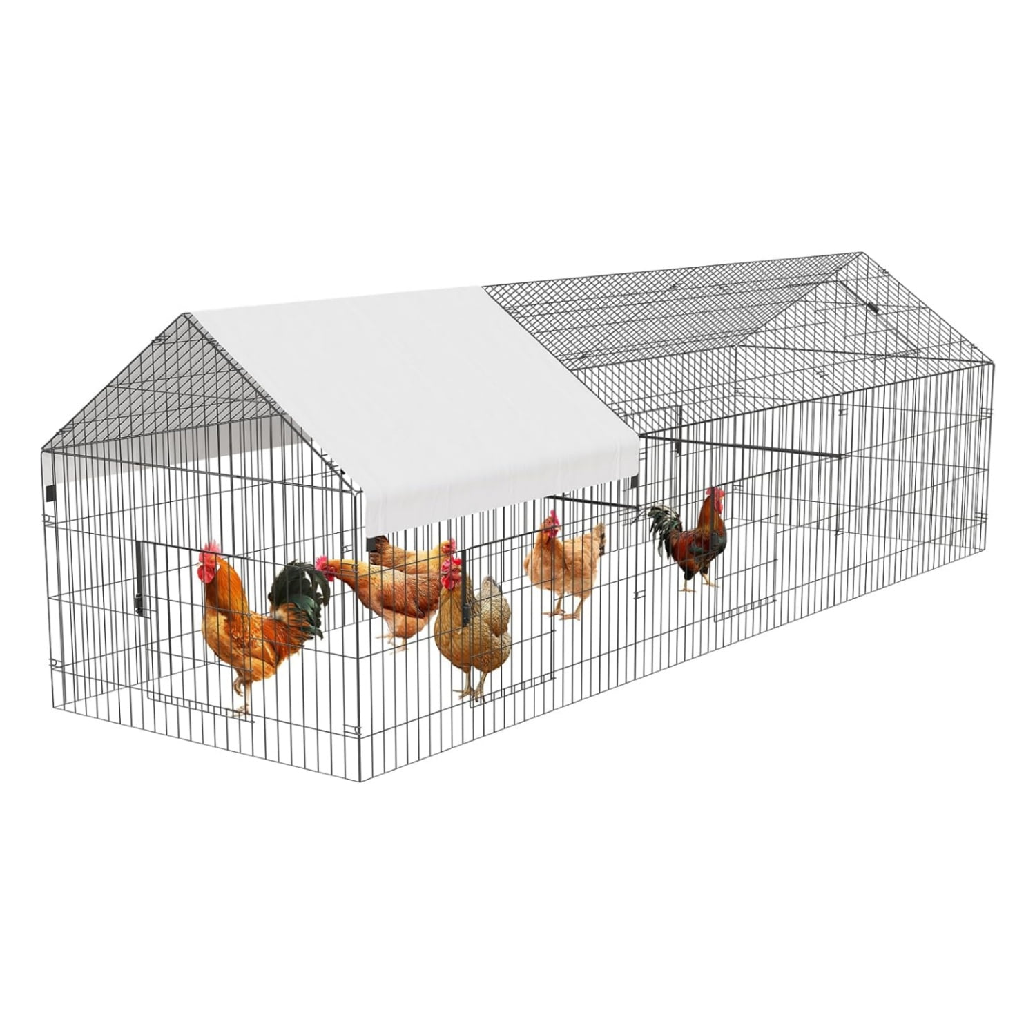 Metal Chicken Coop 130"×40"×40" Chicken Run with Waterproof Cover ...