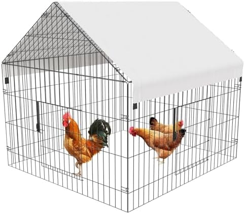 Metal Chicken Coop 42"×40"×40" Chicken Run with Waterproof Cover ...