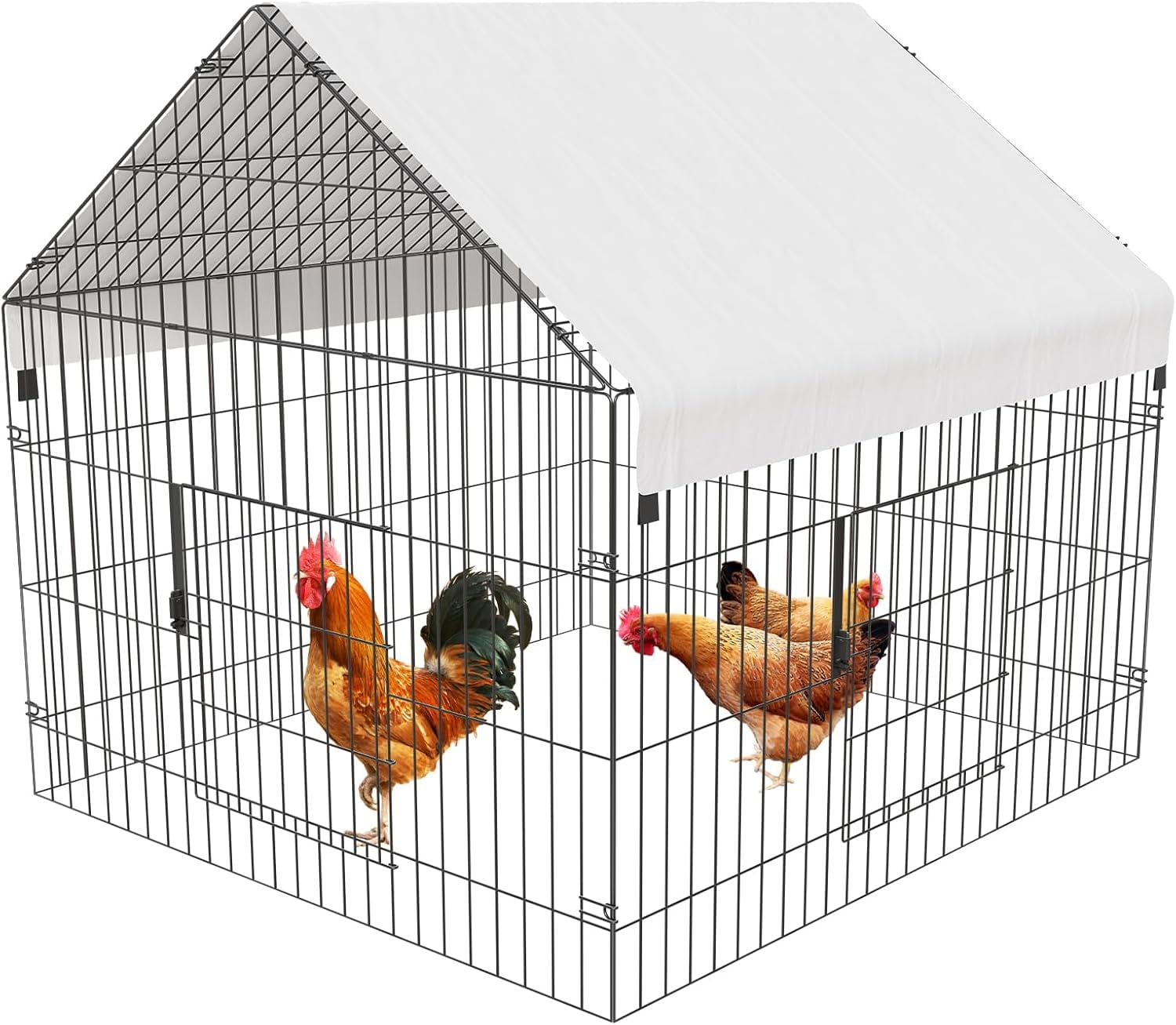 Metal Chicken Coop 42"×40"×40" Chicken Run with Waterproof Cover ...