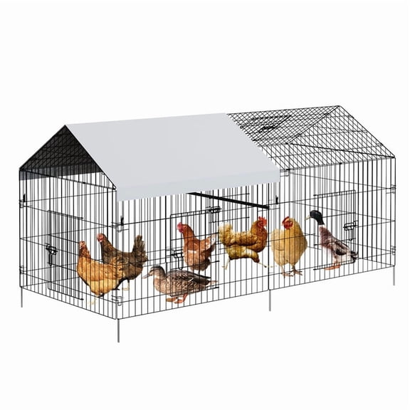 Dextrus 65 Sq.Ft Metal Chicken Coop, Walk-in Poultry Cage Chicken Run ...