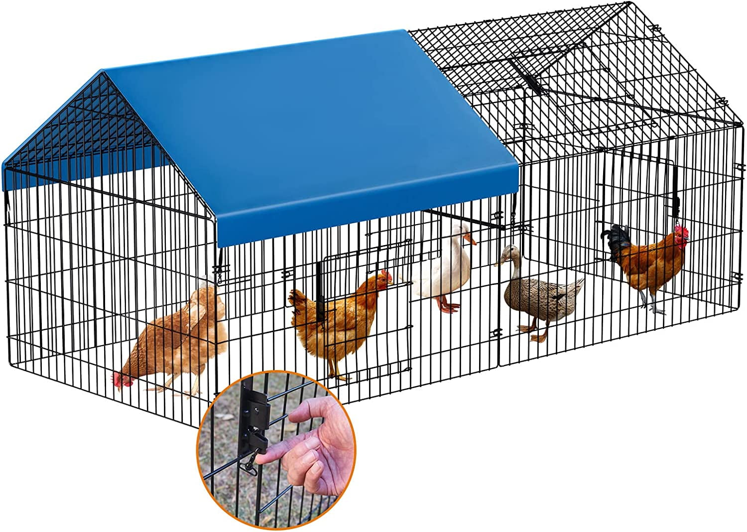 Metal Chicken Coop 86"×40"×39" Chicken Runs for Yard with Cover Chicken ...