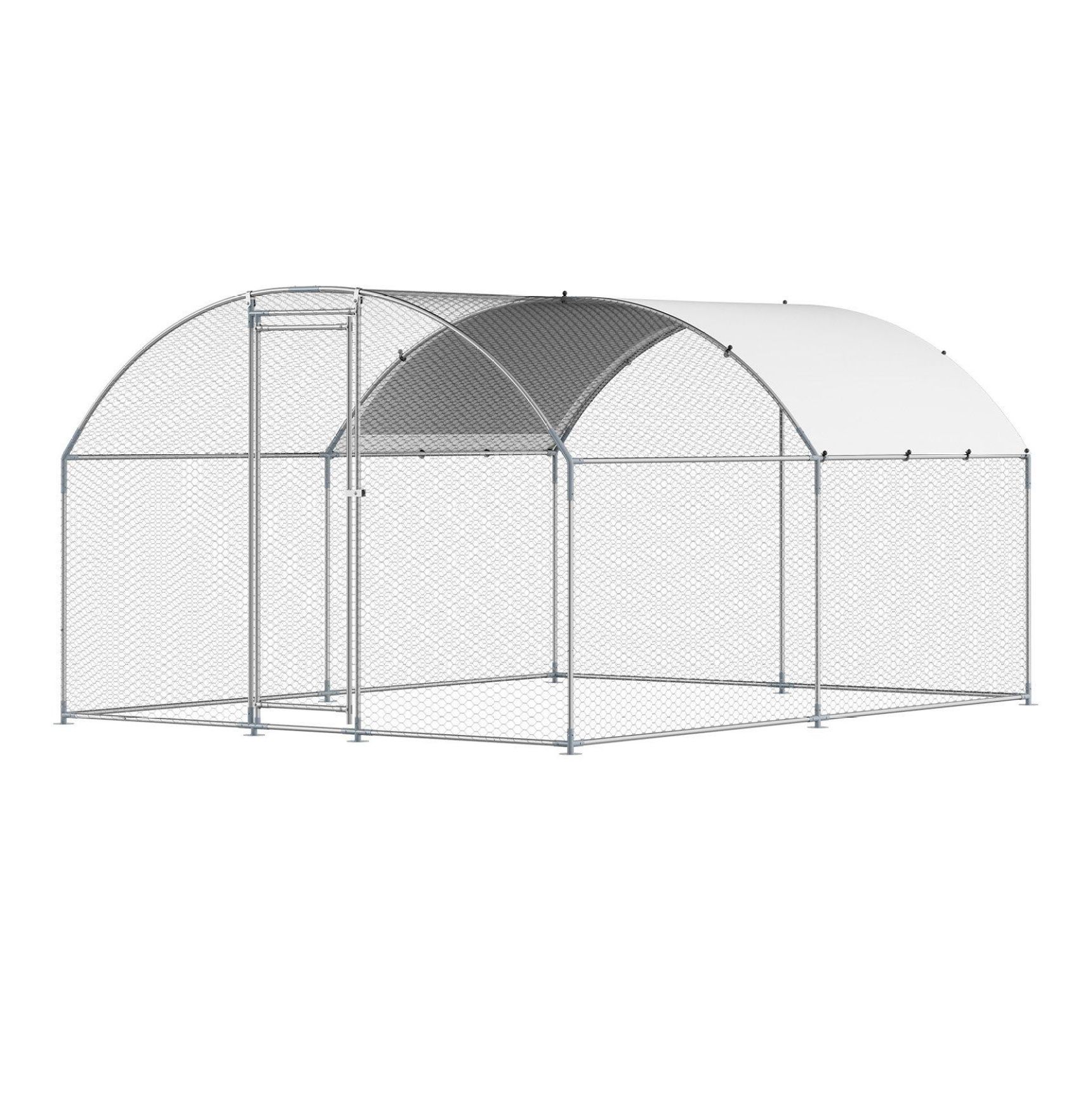 Metal Chicken Coop 9.8x13.1x6.5 ft Walk-in Chicken Run with Cover Doom ...