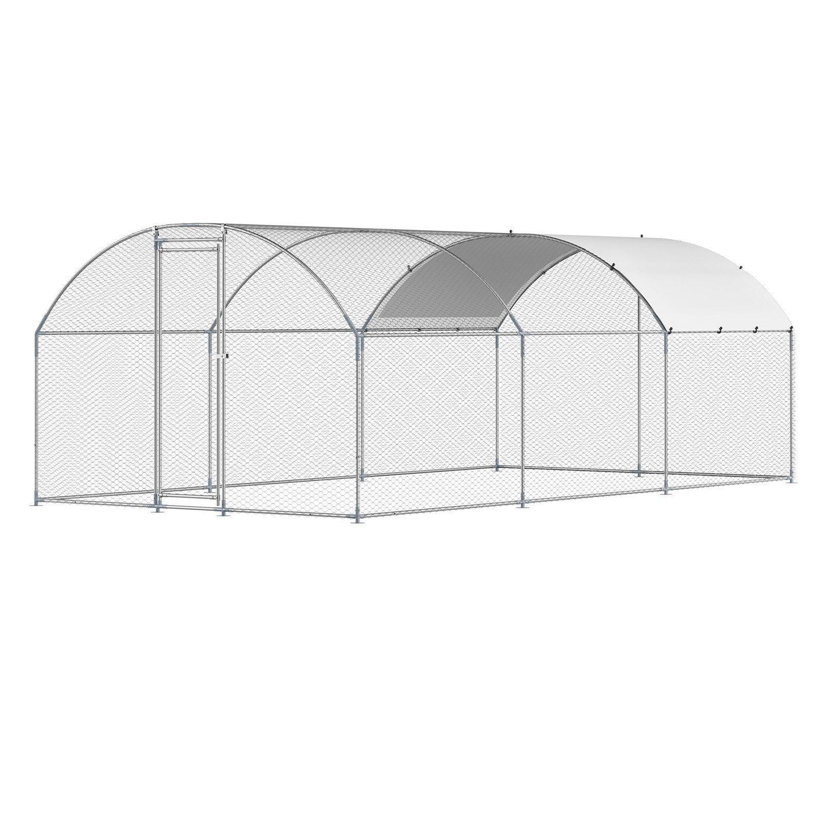 Metal Chicken Coop 9.8x19.6x6.5 ft Walk-in Chicken Run with Cover Doom ...