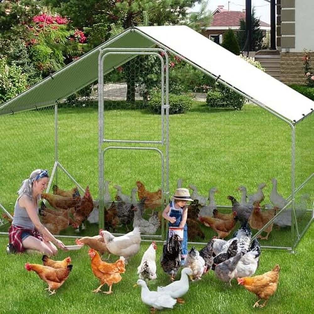 Metal Chicken Coop,Chicken Cages for Outside,Heavy Duty Walk-in Metal ...