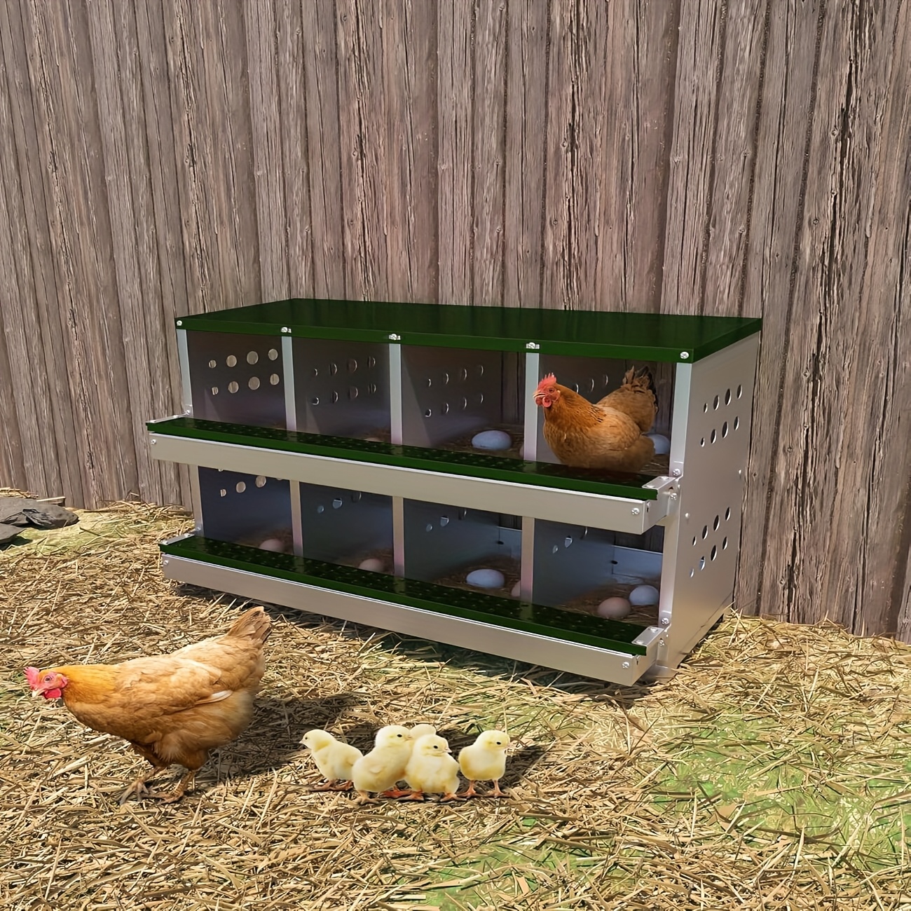 Metal Chicken Coop Crate for Egg Laying, 10 Or 8 Compartments, Rust ...