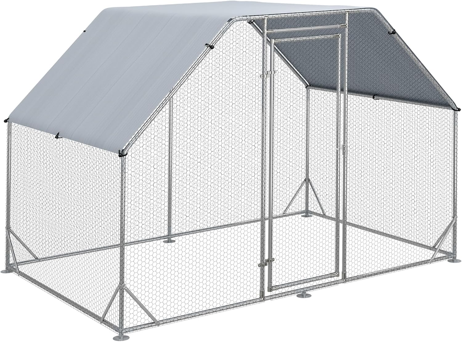 Metal Chicken Coop - Large Chicken Run Walk in - Heavy Duty Dome Chicken Pen with Oxford Cloth ...
