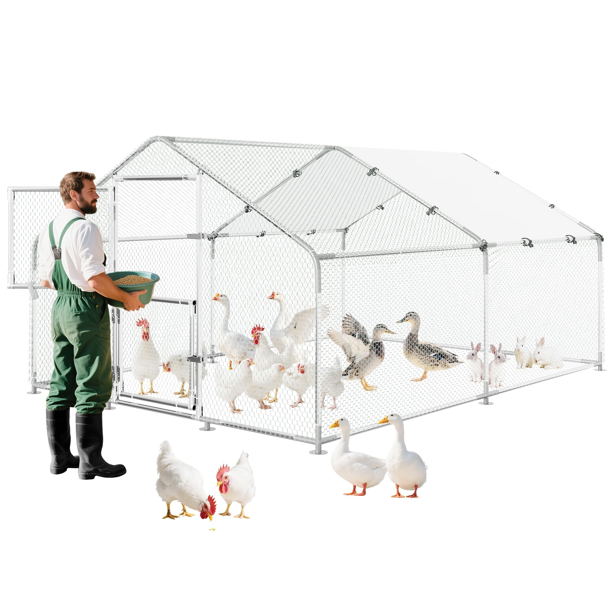 Metal Chicken Coop,Waterproof and Anti-UV Cover Spire Shape Heavy Duty ...