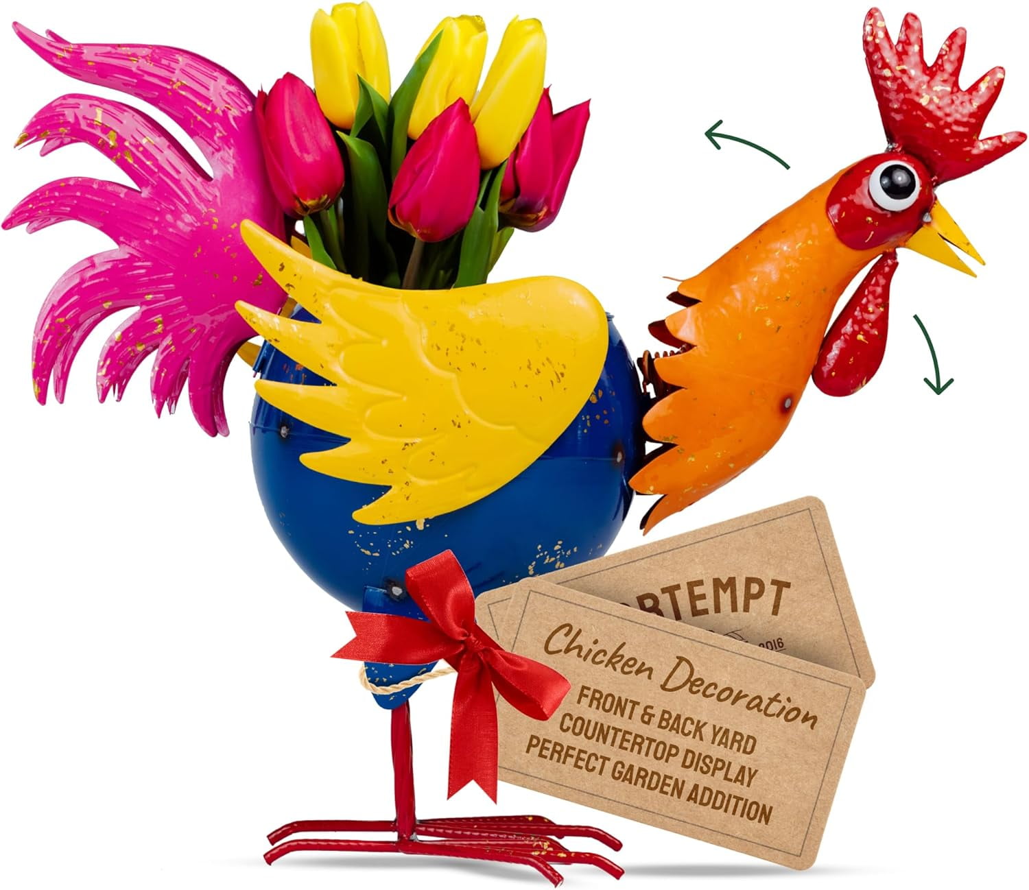 Metal Chicken Decor - Indoor/Outdoor - Chicken Garden Statue - Fruit ...