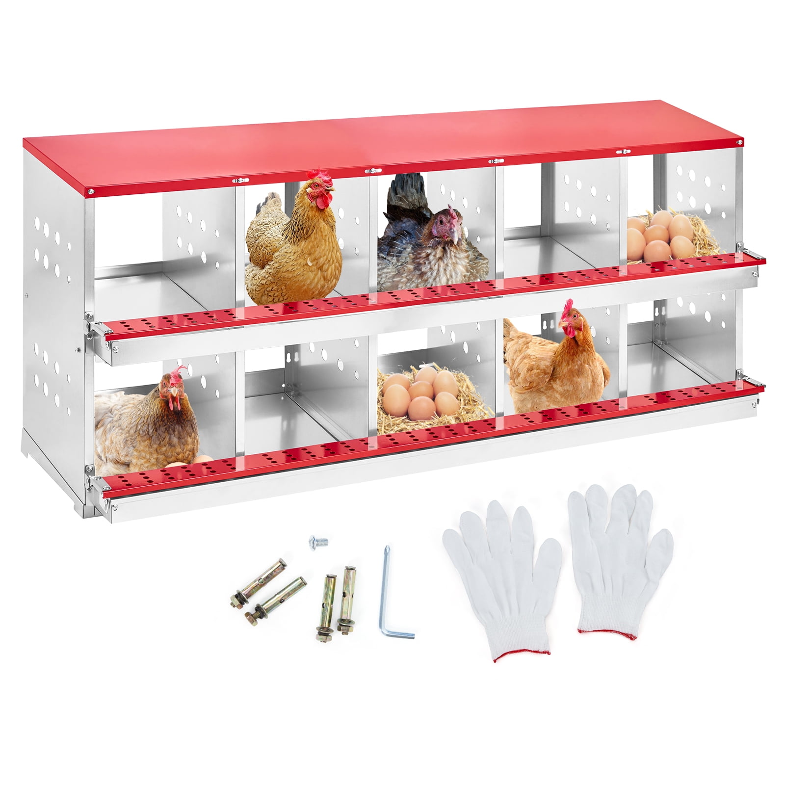 Metal Chicken Egg Laying Boxes with 3 Compartments, Vented Holes ...