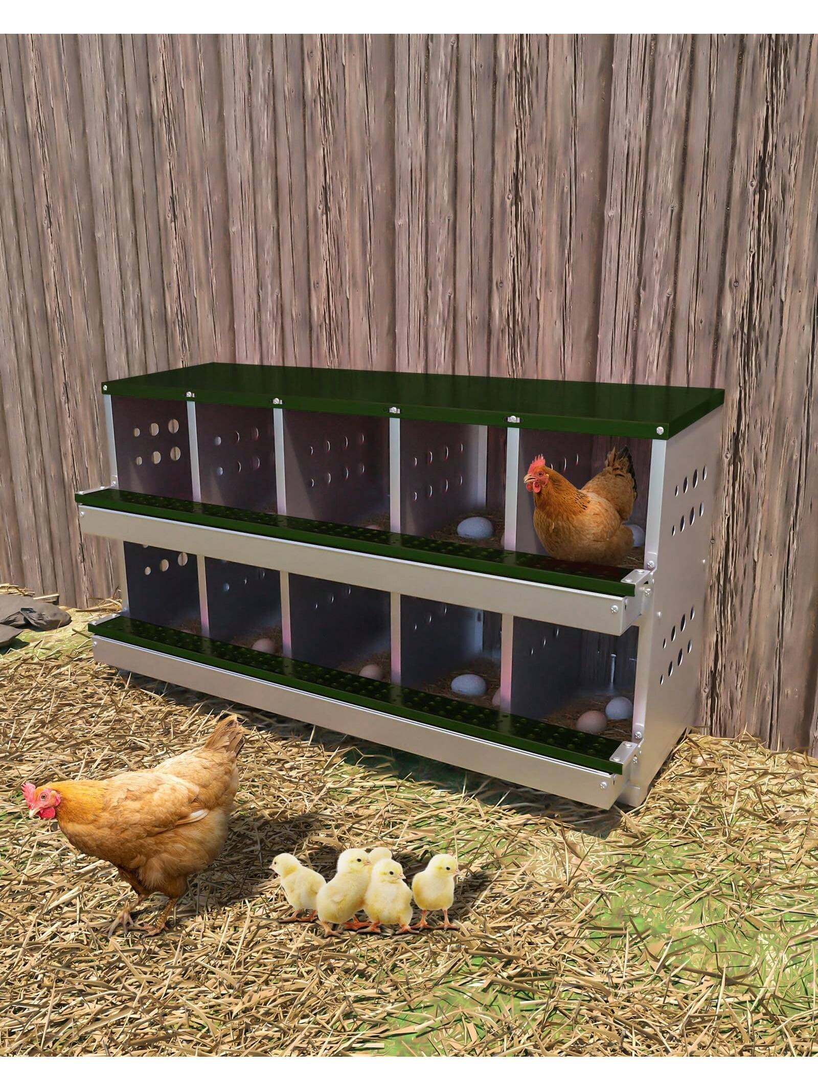 Metal Chicken Nesting Box For Laying Eggs, Rustproof Wall-Mountable ...