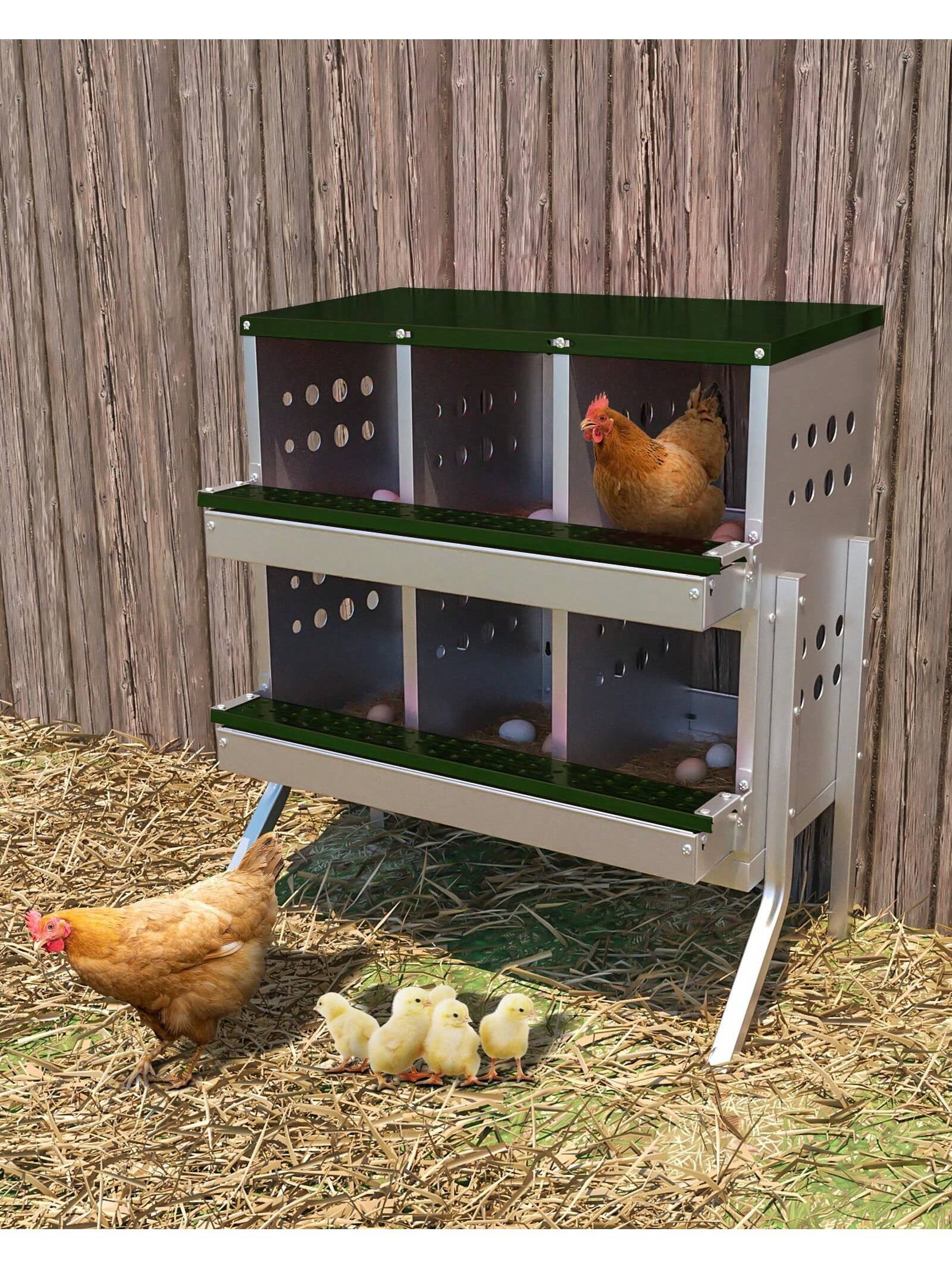 Metal Chicken Nesting Box For Laying Eggs, Rustproof Wall-Mountable ...