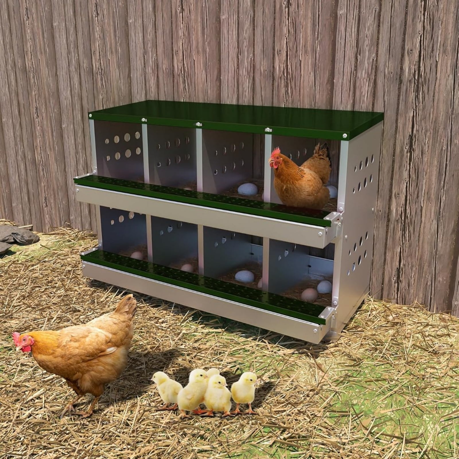Metal Chicken Nesting Box for Laying Eggs, Rustproof Wall-mountable ...