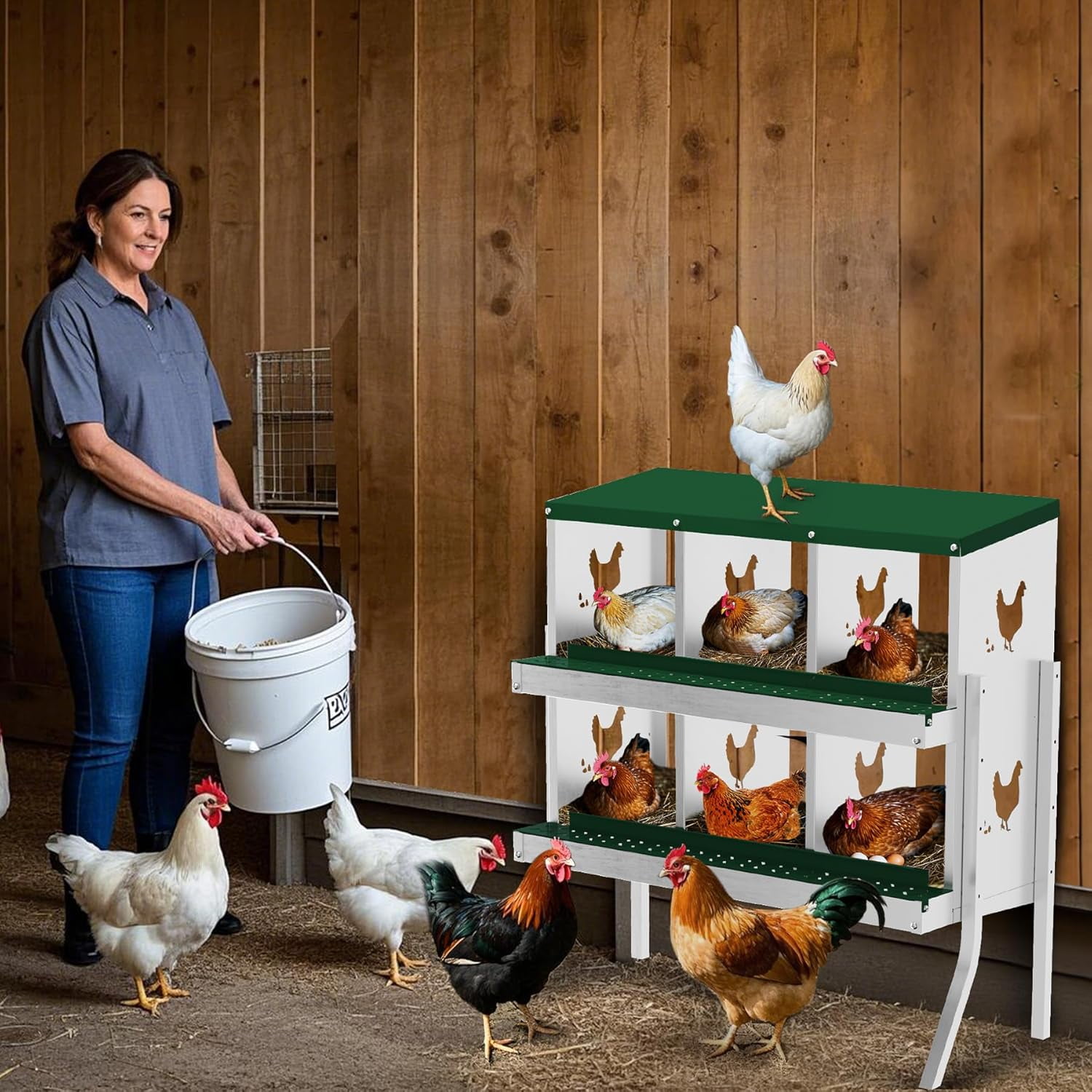 Metal Chicken Nesting Boxes, Heavy-Duty Galvanized Steel Egg Laying Box ...