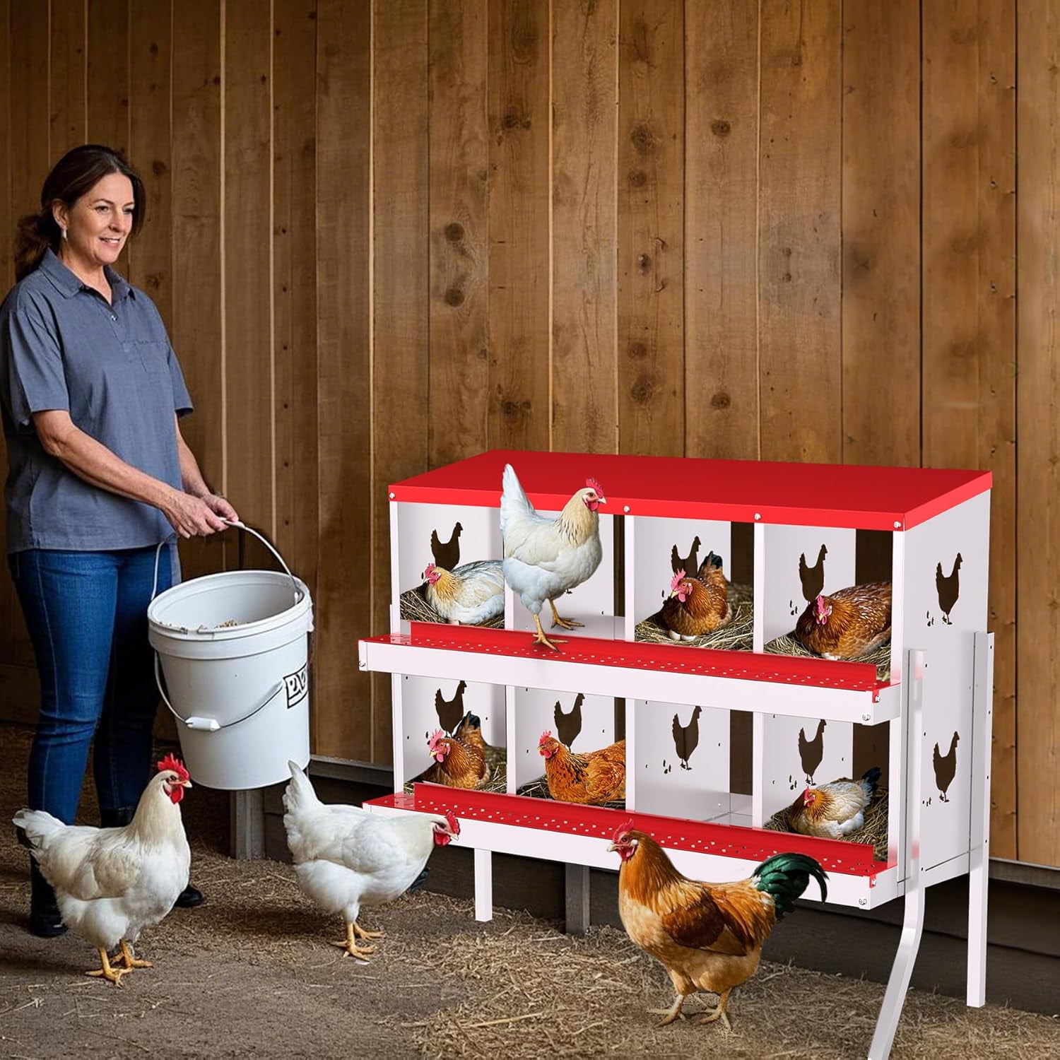 Metal Chicken Nesting Boxes, Heavy-Duty Galvanized Steel Egg Laying Box ...