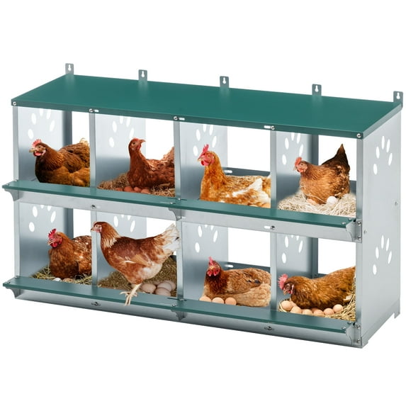 Metal Chicken Nesting Boxes for Hens, 8-Compartment Roll-Out Egg Laying ...